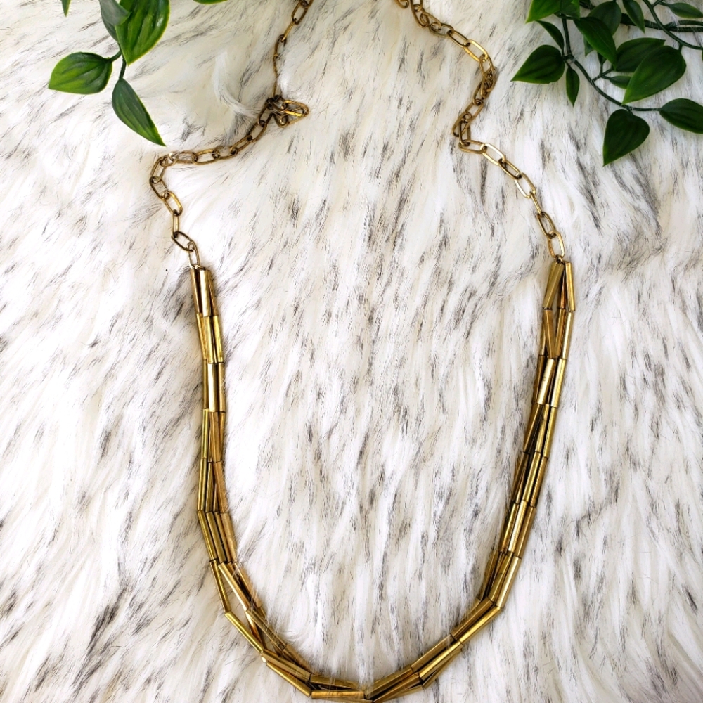 Marlyn Schiff Gold Noodle And Chain Link Necklace - Gem